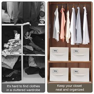 2Pcs Closet Wardrobe Clothes Organizer with Cover for Folded Clothes with Support Board, 8 Grids Drawer Organizers for Clothing Jeans Pants Scarf Leggings Organizer for Closet Organization (Beige)