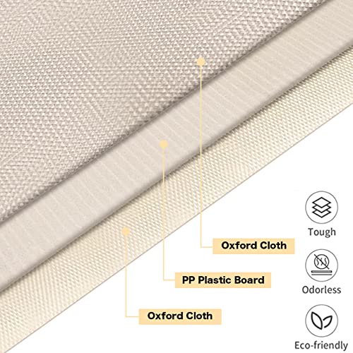 2Pcs Closet Wardrobe Clothes Organizer with Cover for Folded Clothes with Support Board, 8 Grids Drawer Organizers for Clothing Jeans Pants Scarf Leggings Organizer for Closet Organization (Beige)