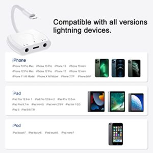 lightning to 3.5mm,Headphone Adapter for iPhone,Headphone Jack Adapter & Charge Compatible iPhone 13/12/11/X/8/8plus/7/7plus/iPad-Support iOS 15.