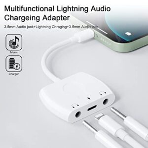 lightning to 3.5mm,Headphone Adapter for iPhone,Headphone Jack Adapter & Charge Compatible iPhone 13/12/11/X/8/8plus/7/7plus/iPad-Support iOS 15.