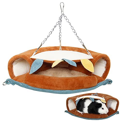 kathson Rat Bed Tunnel Hamster Hanging Hammock Tunnel Winter Warm Plush Cage Hideout with Metal Hook for Hamsters Chipmunk Flying Squirrel Gerbils Mice