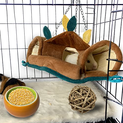 kathson Rat Bed Tunnel Hamster Hanging Hammock Tunnel Winter Warm Plush Cage Hideout with Metal Hook for Hamsters Chipmunk Flying Squirrel Gerbils Mice