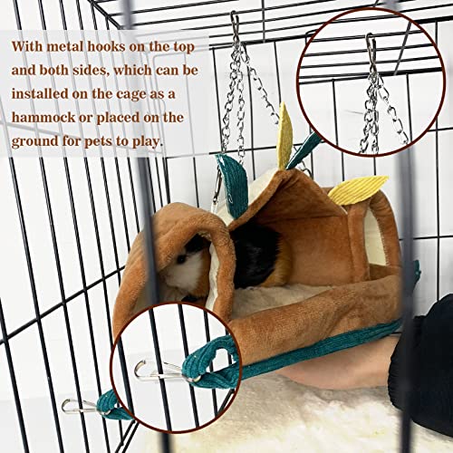 kathson Rat Bed Tunnel Hamster Hanging Hammock Tunnel Winter Warm Plush Cage Hideout with Metal Hook for Hamsters Chipmunk Flying Squirrel Gerbils Mice