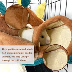 kathson Rat Bed Tunnel Hamster Hanging Hammock Tunnel Winter Warm Plush Cage Hideout with Metal Hook for Hamsters Chipmunk Flying Squirrel Gerbils Mice