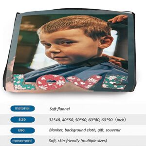 JBH2022 Custom Blanket with Words Picture Collage, Custom Blanket Personalized Throw Blanket with Photo Text Customized Flannel