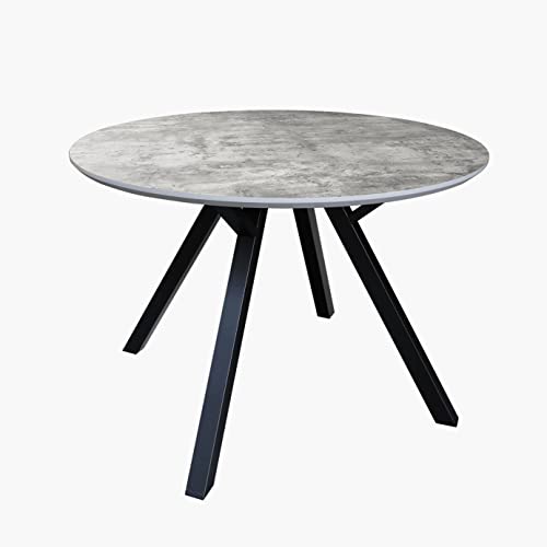 Acanva Small Round Dining Table for 4 Person, MDF & HPL Surface and Sturdy Base Structure, Modern Design for Kitchen, Living Room & Apartment, Easy Assembly, 43.3” Diam. x 30” H, Grey Concrete