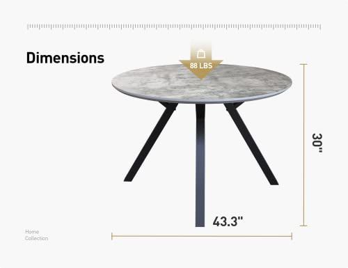 Acanva Small Round Dining Table for 4 Person, MDF & HPL Surface and Sturdy Base Structure, Modern Design for Kitchen, Living Room & Apartment, Easy Assembly, 43.3” Diam. x 30” H, Grey Concrete