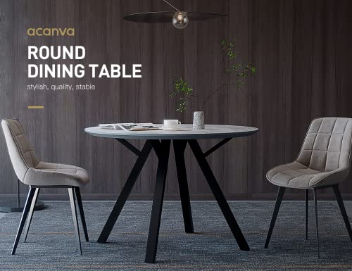 Acanva Small Round Dining Table for 4 Person, MDF & HPL Surface and Sturdy Base Structure, Modern Design for Kitchen, Living Room & Apartment, Easy Assembly, 43.3” Diam. x 30” H, Grey Concrete