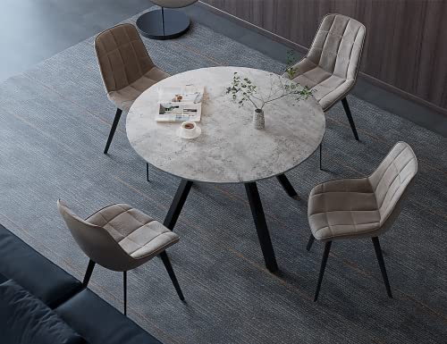 Acanva Small Round Dining Table for 4 Person, MDF & HPL Surface and Sturdy Base Structure, Modern Design for Kitchen, Living Room & Apartment, Easy Assembly, 43.3” Diam. x 30” H, Grey Concrete