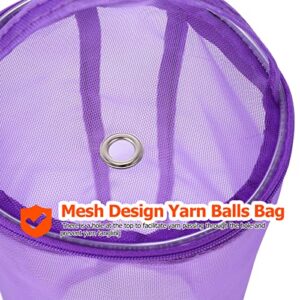 EXCEART 2Pcs Yarn Storage Case Empty Small Round Mesh Storage Bag Portable Knitting Yarn Balls Organizer Basket Crochet Thread Sewing Accessories Storage Tote