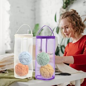 EXCEART 2Pcs Yarn Storage Case Empty Small Round Mesh Storage Bag Portable Knitting Yarn Balls Organizer Basket Crochet Thread Sewing Accessories Storage Tote