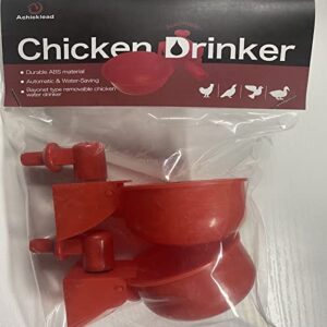 12 Pcs Chicken Waterer Cups Automatic Poultry Drinking Bowl Feeder, 1/8 Inch Thread Auto-Fill Drinking Bowl for Chicken Duck Turkey Bird Rabbit (Red)