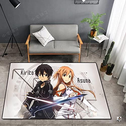 Rauans Japanese Manga Rug Anime Rugs for Boys Bathroom Room Doormats Sword Art Online,A,50X80cm