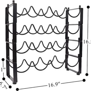 TONLEA 4 Tier Wine Rack, 3-in-1 16 Bottles Wine Storage, Wine Bottle Rack Stackable, Wine Storage Rack for Cabinet Pantry(Dark Black, Version 2.0)