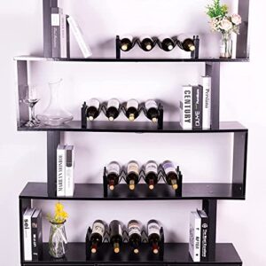 TONLEA 4 Tier Wine Rack, 3-in-1 16 Bottles Wine Storage, Wine Bottle Rack Stackable, Wine Storage Rack for Cabinet Pantry(Dark Black, Version 2.0)