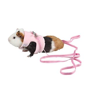 guinea pig harness and straps adjustable no pull comfort padded walking vest for ferrets guinea pig rabbit hamster puppy kitten (pink)