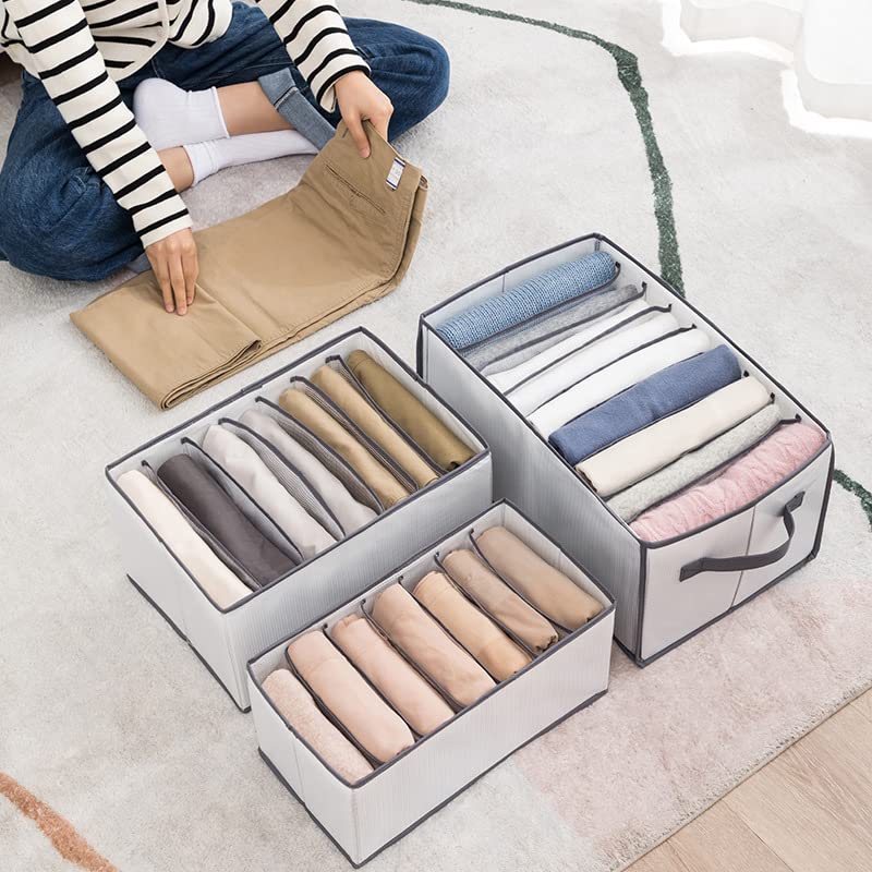 3 Pack- Sock Drawer Organizer Divider Fabric Foldable Drawer Organizers For clothing, sock and underwear organizer With Different Small Cells.