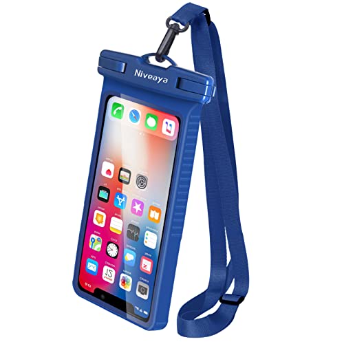 Niveaya 3D Waterproof Phone Case, IPX8 Shockproof Waterproof Phone Pouch Dry Bag for iPhone 14 13 12 11 Pro Max SE 2020 XS Max XR X 8 7 6s Plus S10 S9 S20 S21 Note 20/10. Dark Blue