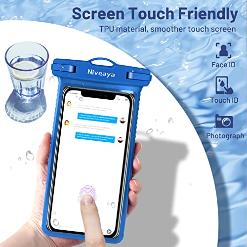 Niveaya 3D Waterproof Phone Case, IPX8 Shockproof Waterproof Phone Pouch Dry Bag for iPhone 14 13 12 11 Pro Max SE 2020 XS Max XR X 8 7 6s Plus S10 S9 S20 S21 Note 20/10. Dark Blue