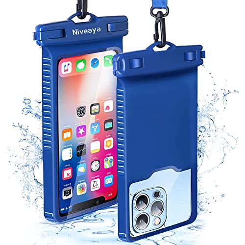 Niveaya 3D Waterproof Phone Case, IPX8 Shockproof Waterproof Phone Pouch Dry Bag for iPhone 14 13 12 11 Pro Max SE 2020 XS Max XR X 8 7 6s Plus S10 S9 S20 S21 Note 20/10. Dark Blue