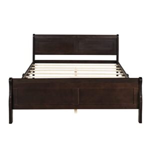 Bellemave Full Size Platform Beds Solid Wood Bed Frame with Headboard and Wooden Slat Support for Kids Boys Girls Teens Adults, Espresso