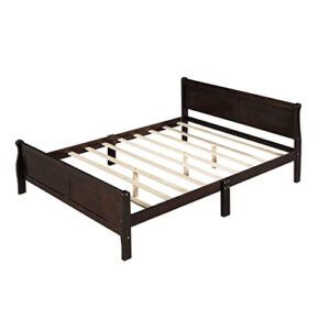 Bellemave Full Size Platform Beds Solid Wood Bed Frame with Headboard and Wooden Slat Support for Kids Boys Girls Teens Adults, Espresso