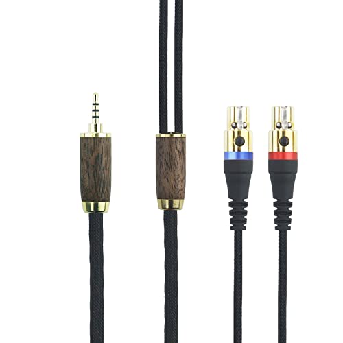 NewFantasia 2.5mm Balanced Cable 6N OCC Copper Silver Plated Cord 2.5mm Trrs Balanced Male Compatible with Audeze LCD-2, LCD-4, LCD-3, LCD-X, LCD-XC Headphones Walnut Wood Shell 2.1m