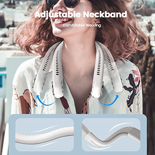 CIYUPE Portable Neck Fan, Hands Free Bladeless Fan, 4000mAh Battery Portable Fan, Leafless, No Hair Twisting, USB Powered Personal Fan, Rechargeable, 3 Speeds (White)