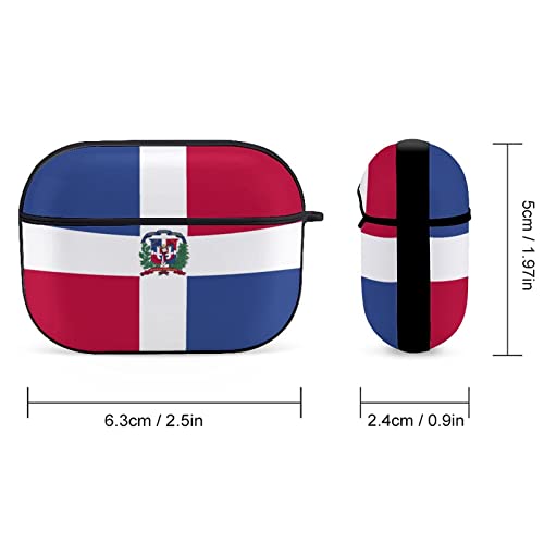 Haeyev Compatible with Airpod Pro Case Cover Dominican Flag Hard Case Design with Keychain Suitable for Boys Girls Mens Womens Black-style-14, One Size