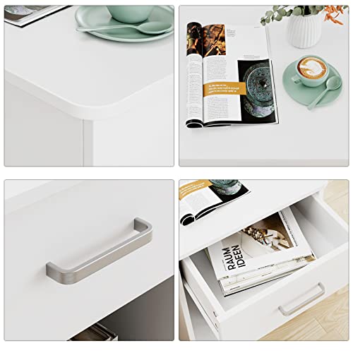 FOTOSOK Nightstand, 2-Tier Side Table with Drawer and Storage Shelf, Bedside Table End Table, Modern Night Stand for Bedroom, Home Office, White