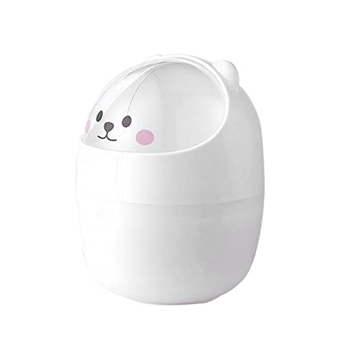 Storage Box Storage Container Mini Trash Can Large Capacity Detachable PS Plastic Mini Desktop Trash Bin for Bedroom - White