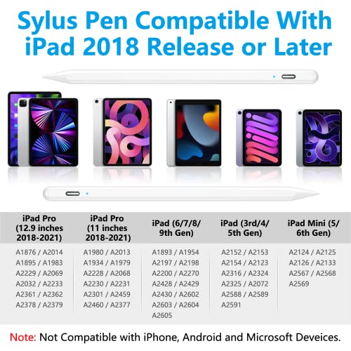 Stylus Pen for iPad, Apple Pencil for iPad 10th/9th Generation, iPad Pro 11 & 12.9 inch, iPad Pencil Compatible with (2018-2022) Apple iPad Air 5th/4th/3rd Gen, Mini 6th/5th Gen, iPad 8th/7th/6th Gen