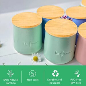 La Fermiere Yogurt Jar lids- 6PC Bamboo Jar Lids for La Fermiere Yogurt Jars,Compatible La Fermiere yogurt, Jar Lids with Silicone Sealing Rings for Mouth Jars Glass Storage Lids,100% Fit & Airtight. (Model-1)