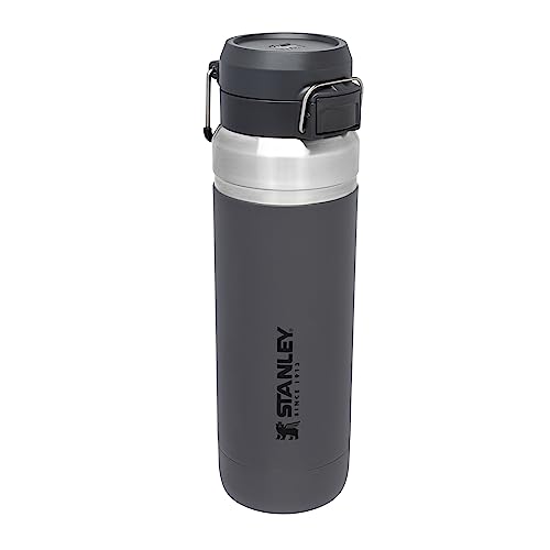 Stanley Quick Flip Stainless Steel Water Bottle 1.06L / 36OZ Charcoal – Leakproof Insulated Water Bottle - Push Button Locking Lid - BPA-Free Thermos Flask - Cup Holder Compatible - Dishwasher Safe