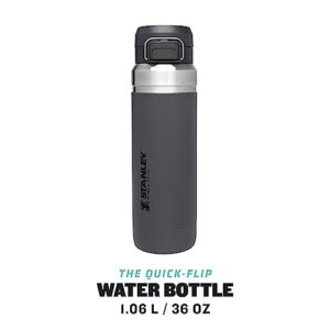 Stanley Quick Flip Stainless Steel Water Bottle 1.06L / 36OZ Charcoal – Leakproof Insulated Water Bottle - Push Button Locking Lid - BPA-Free Thermos Flask - Cup Holder Compatible - Dishwasher Safe