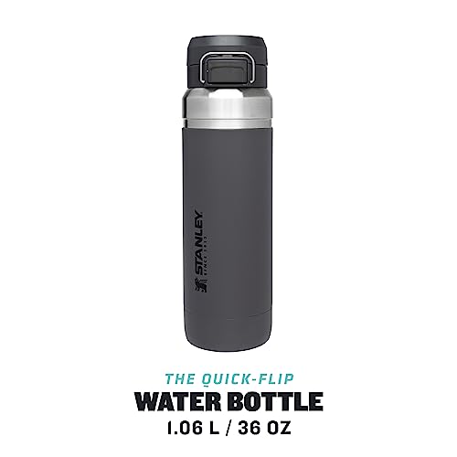 Stanley Quick Flip Stainless Steel Water Bottle 1.06L / 36OZ Charcoal – Leakproof Insulated Water Bottle - Push Button Locking Lid - BPA-Free Thermos Flask - Cup Holder Compatible - Dishwasher Safe