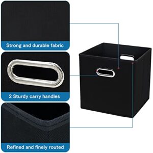 STOREONE Black Fabric Storage Bins Cubes Baskets Containers-(11X11X11") with Dual Handles Cube Storage Organizer Bins for Shelf Closet, Bedroom Organizers, Foldable Set of 3 (Black )