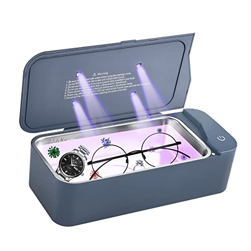 Ultrasonic Jewelry Cleaner – 450ML Professional UV Ultrasonic Cleaner for Eyeglasses Rings Watches Coins Tools Razors Earrings Necklaces Dentures, 48KHz Household Portable Cleaner Ultrasound Machine