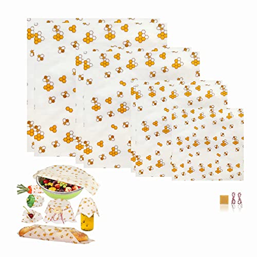 Beeswax Food Wrap (Set of 7) Sustainable Alternative to Aluminum Foil and Albal Paper - For Fruits, Vegetables, Bread, Cheese and Other Foods