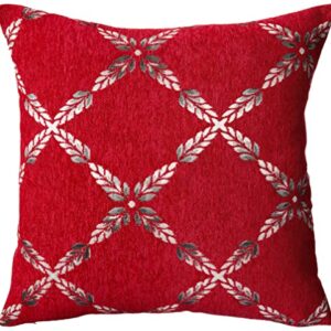 Violet Linen Pacifica Diamonds Pattern Polyester Chenille Decorative Throw Pillows, 18" X 18", Burgundy