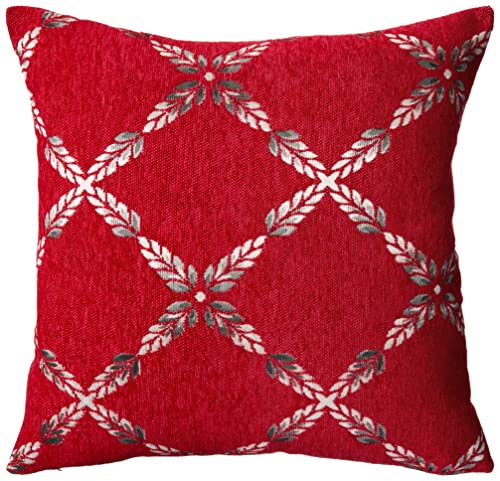 Violet Linen Pacifica Diamonds Pattern Polyester Chenille Decorative Throw Pillows, 18" X 18", Burgundy