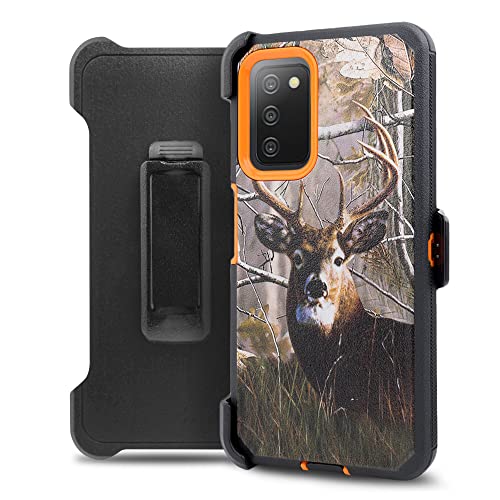 Thousandgear Designed for Samsung Galaxy A03S Shockproof Holster Tough Rubber Rugged Hybrid Case Silicone Triple Protective Anti-Shock Shatter-Resistant Mobile Phone Built in Screen Protector (Deer)