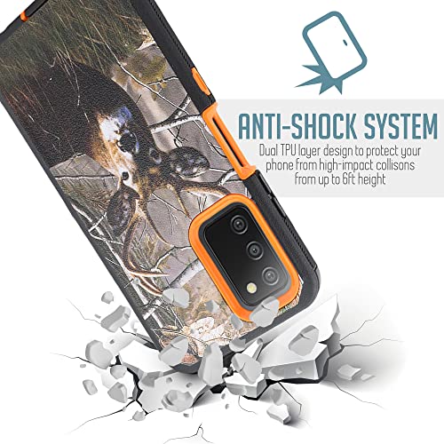 Thousandgear Designed for Samsung Galaxy A03S Shockproof Holster Tough Rubber Rugged Hybrid Case Silicone Triple Protective Anti-Shock Shatter-Resistant Mobile Phone Built in Screen Protector (Deer)