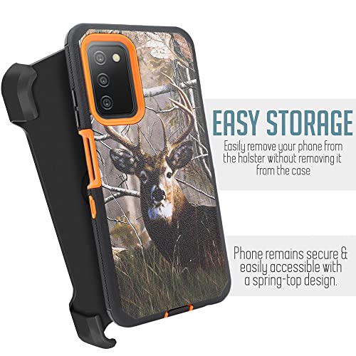 Thousandgear Designed for Samsung Galaxy A03S Shockproof Holster Tough Rubber Rugged Hybrid Case Silicone Triple Protective Anti-Shock Shatter-Resistant Mobile Phone Built in Screen Protector (Deer)