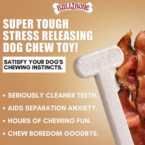 Bullibone Nylon Dog Chew Toy Nylon Bone - Improves Dental Hygiene, Easy to Grip Bottom, and Permeated with Flavor (Bacon, Small - Single)