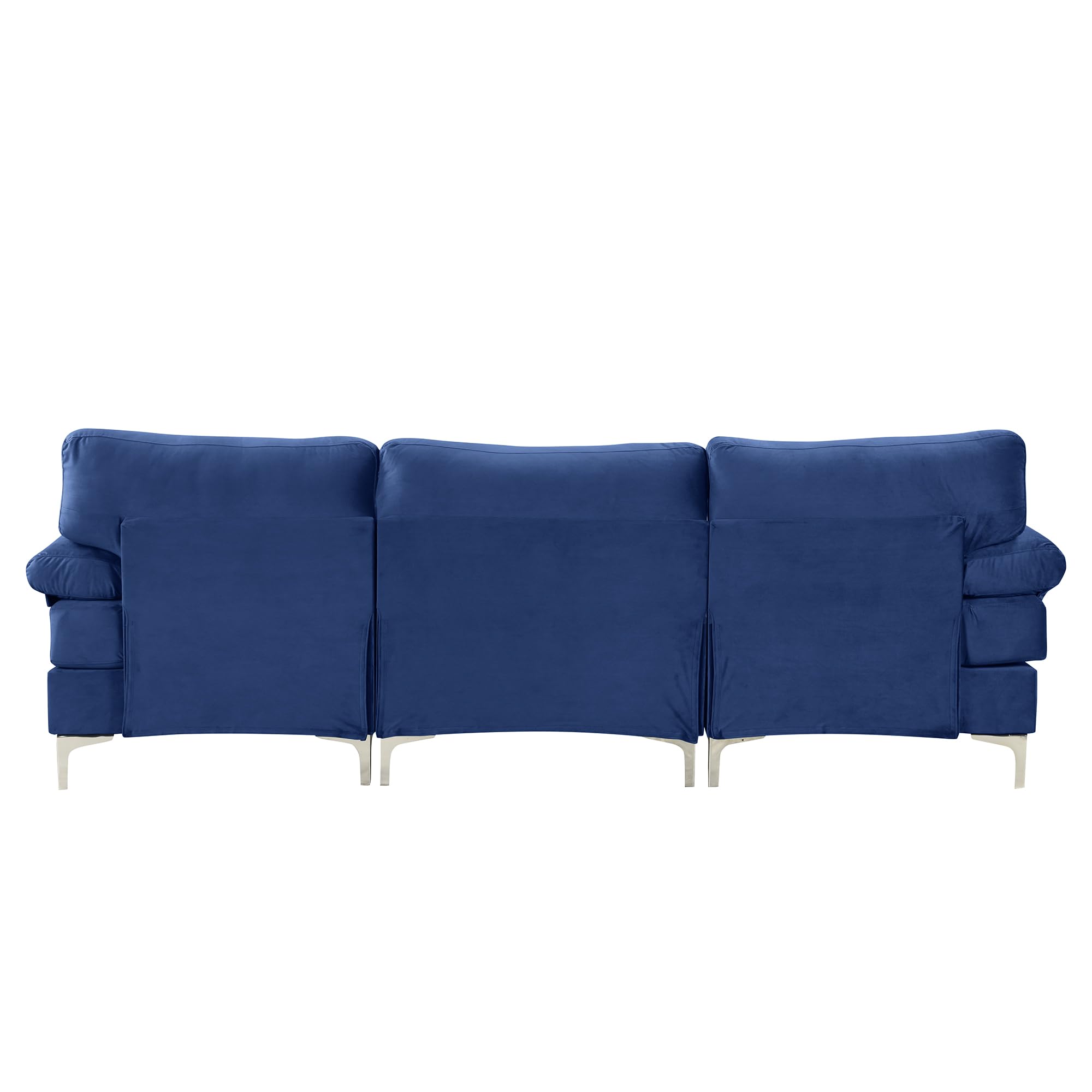 Casa Andrea Milano Modern Velvet Fabric Sectional Sofa, L-Shape Couch with Extra Wide Chaise Lounge