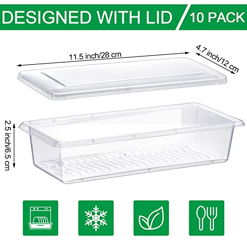 10 Pack Fruits Storage Organizer for Fridge with Lid and Removable Drain Plate 1.5 L Stackable Food Storage Produce Saver Container for Fridge to Keep Fruits Vegetables Meat Fish Fresh and Dry