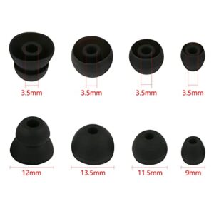 Rieyuf Silicone Ear Tips Ear Cushion Ear Gel Compatible for Beat s Flex, 4 Size 4 Pairs Eartips Earbuds Replacement for New Beat s Flex Wireless Earphones, Black - 8 Pcs