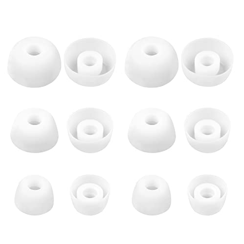 Rieyuf 6 Pairs Ear Tips for Jabra Elite 65t Headphone, Replacement Silicone Earbud Tips, S/M/L 3 Size Eartips Fit for Jabra Elite Active 65t, S/M/L, White