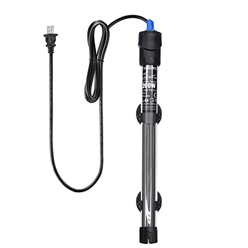 WELOMELO 100W / 200W / 300W / 500W Submersible Fish Tank Heating Rod, Temperature Adjustable Fish Tank Heating Rod/Thermostatic Rod with 2 Suction Cups-200W